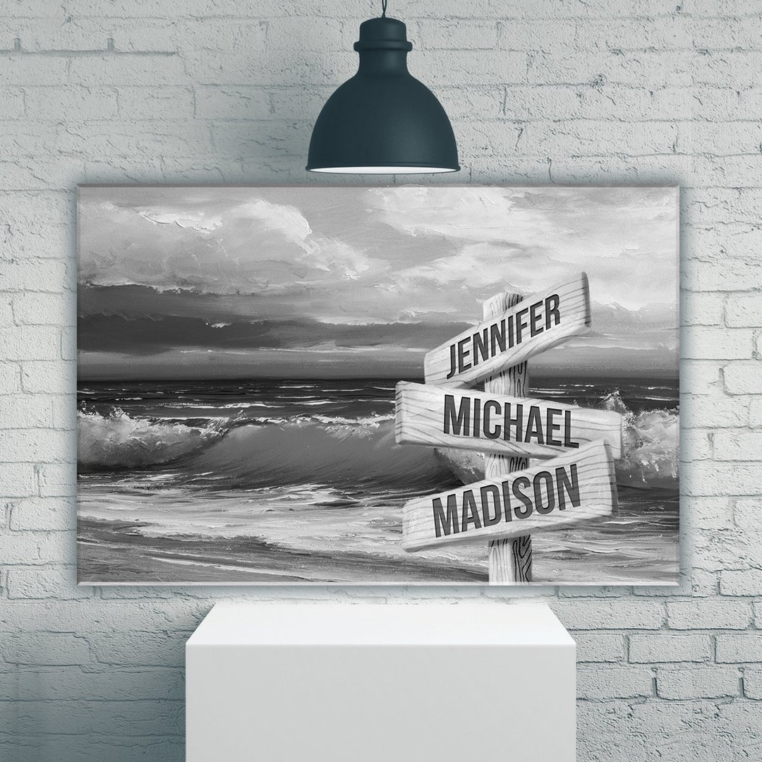 Beach Oil Painting Multi-names Premium Canvas - Etsy