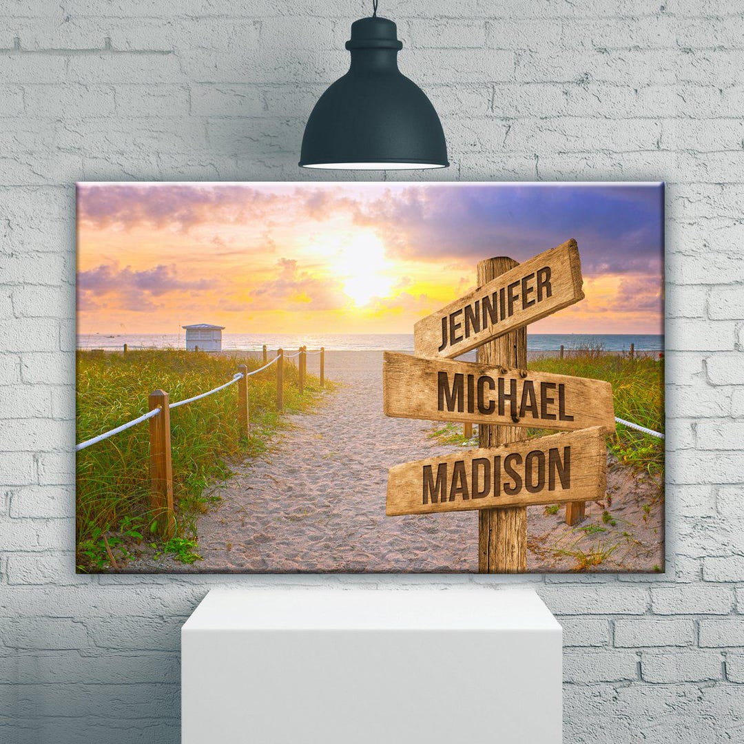 Miami Beach Sunset Color Multi-names Premium Canvas - Etsy
