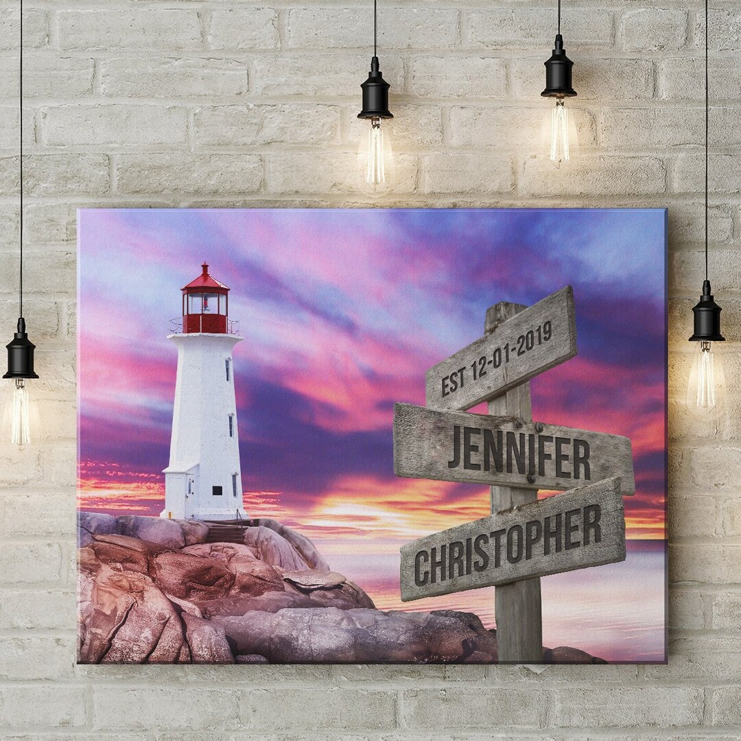 Lighthouse Sunset Color Names Premium Canvas - Etsy