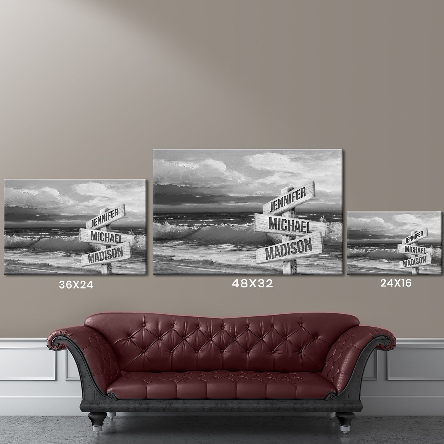 Beach Oil Painting Multi-names Premium Canvas - Etsy
