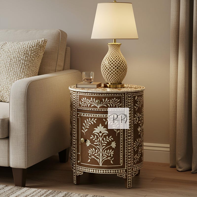 Bone Inlay End Table - Etsy