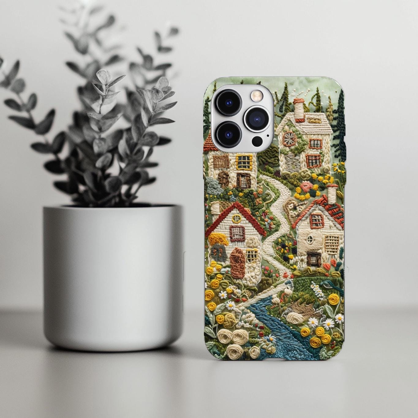 Embroidered Floral iPhone Case, Faux Embroidery, Cottage Core Floral ...