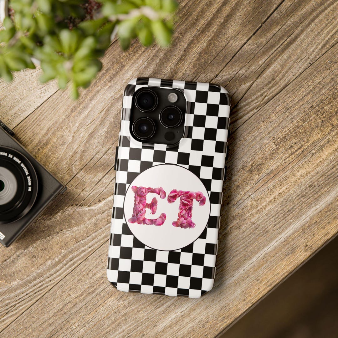 Monogram Phone Case, Phone Cases With Initials, Checkered Pattern Tough ...