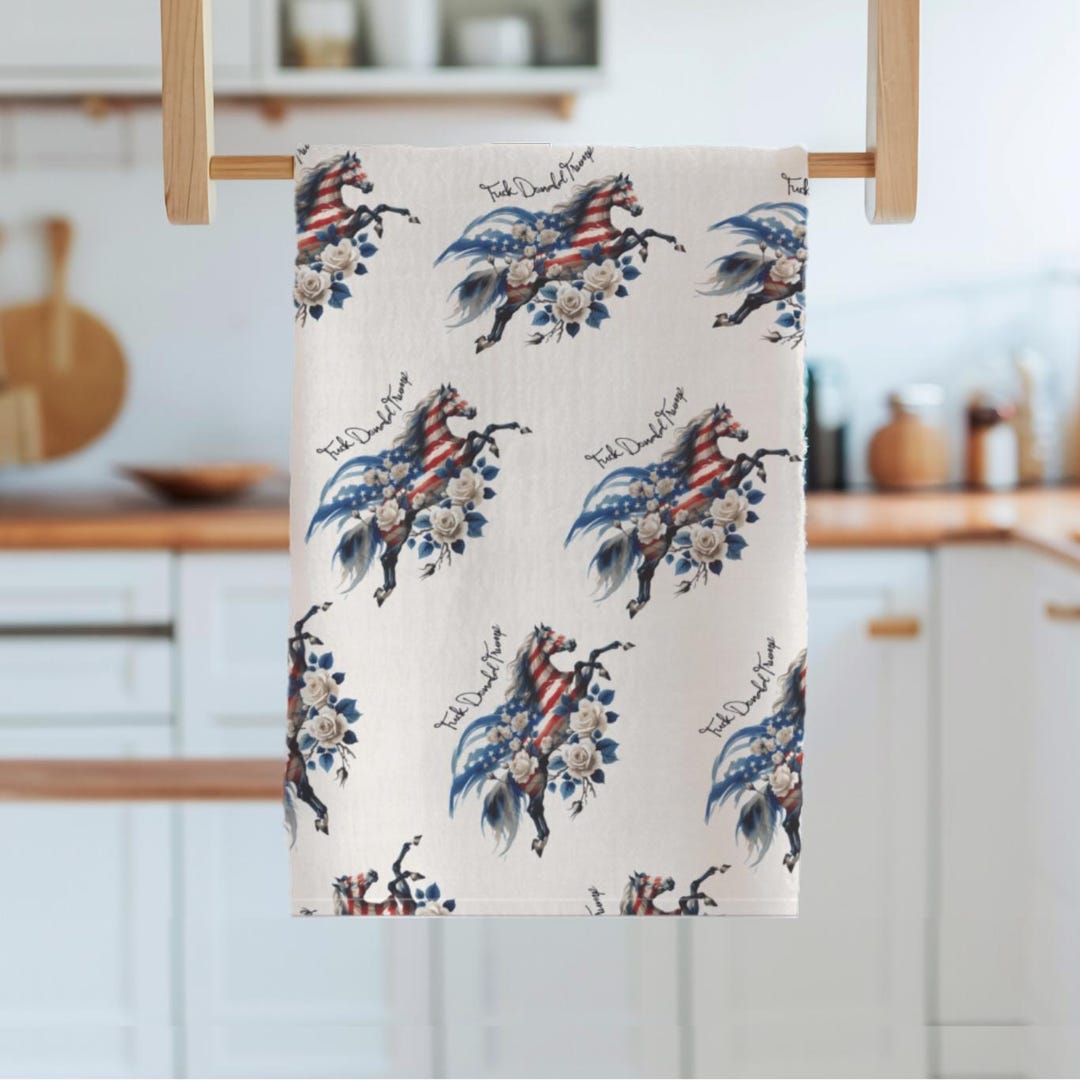 July 4th Tea Towel, Horse Lover Home Decor, American Independence Day ...