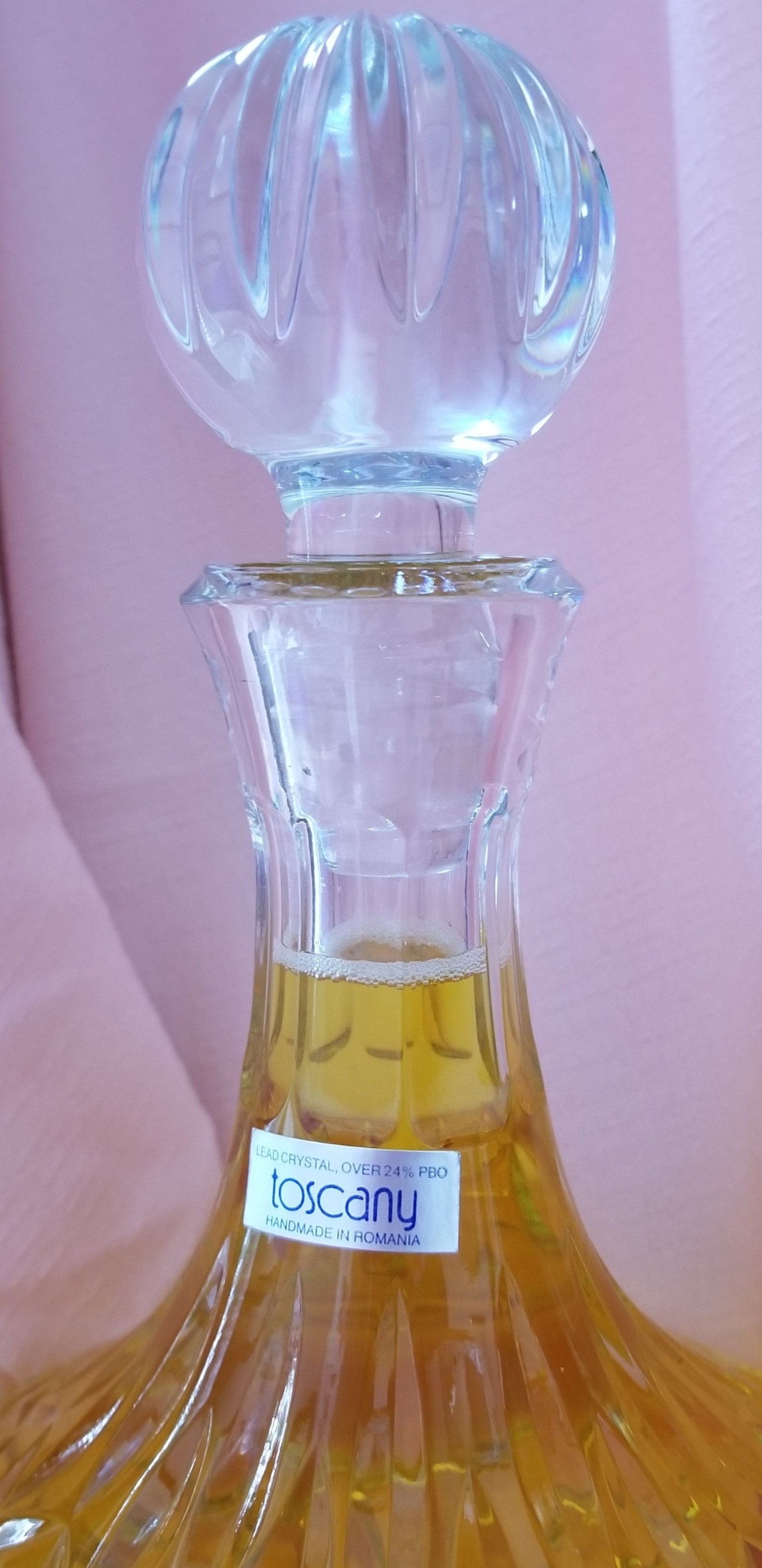 Vintage Toscany Lead Crystal Decanter ~ Handmade in Romania ~ Diamond ...