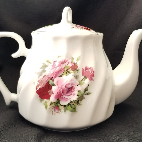 Pink Rose Teapot - Etsy