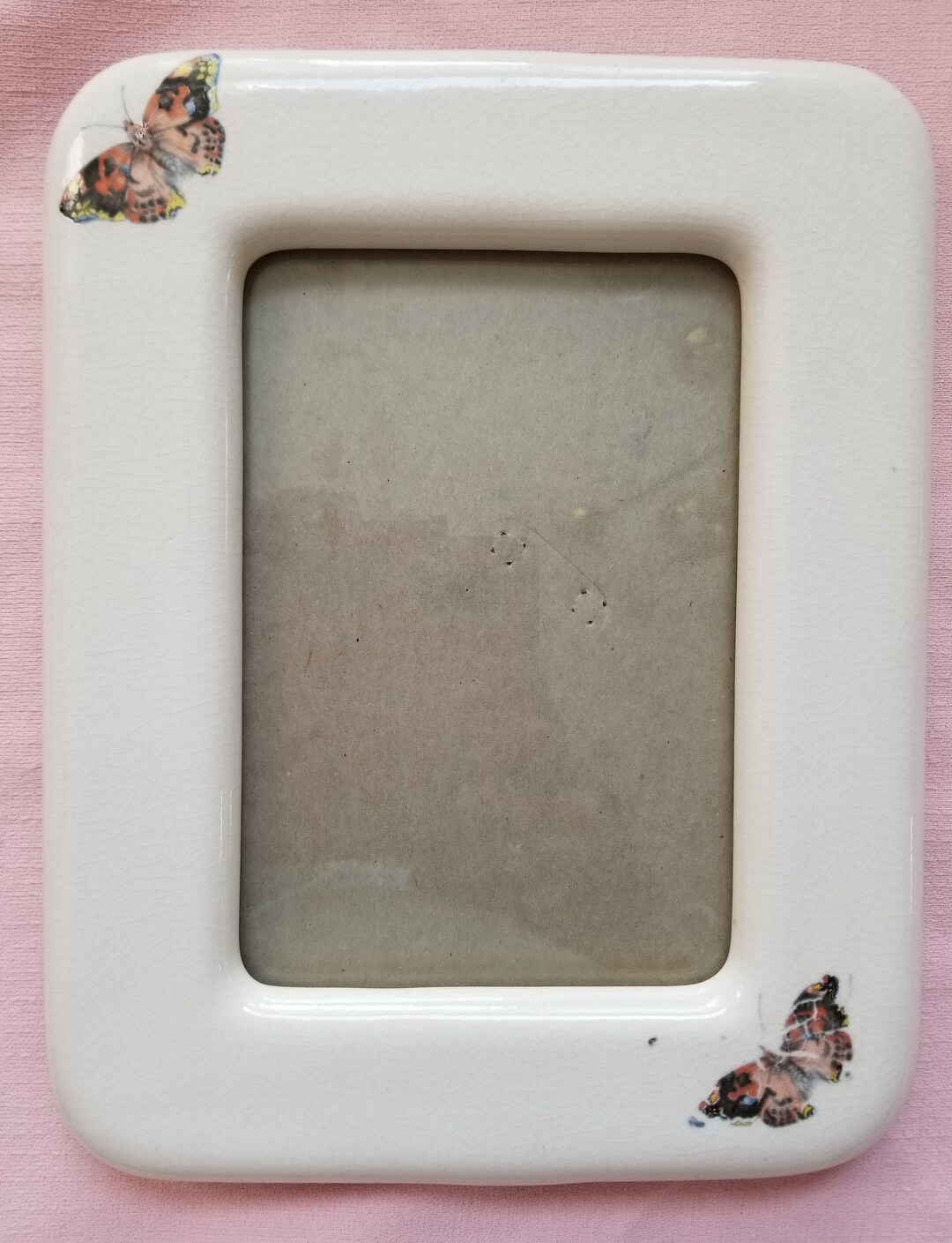 Vintage Ceramic off White Picture Frame With Butterfly Motif for 5" X 7 ...