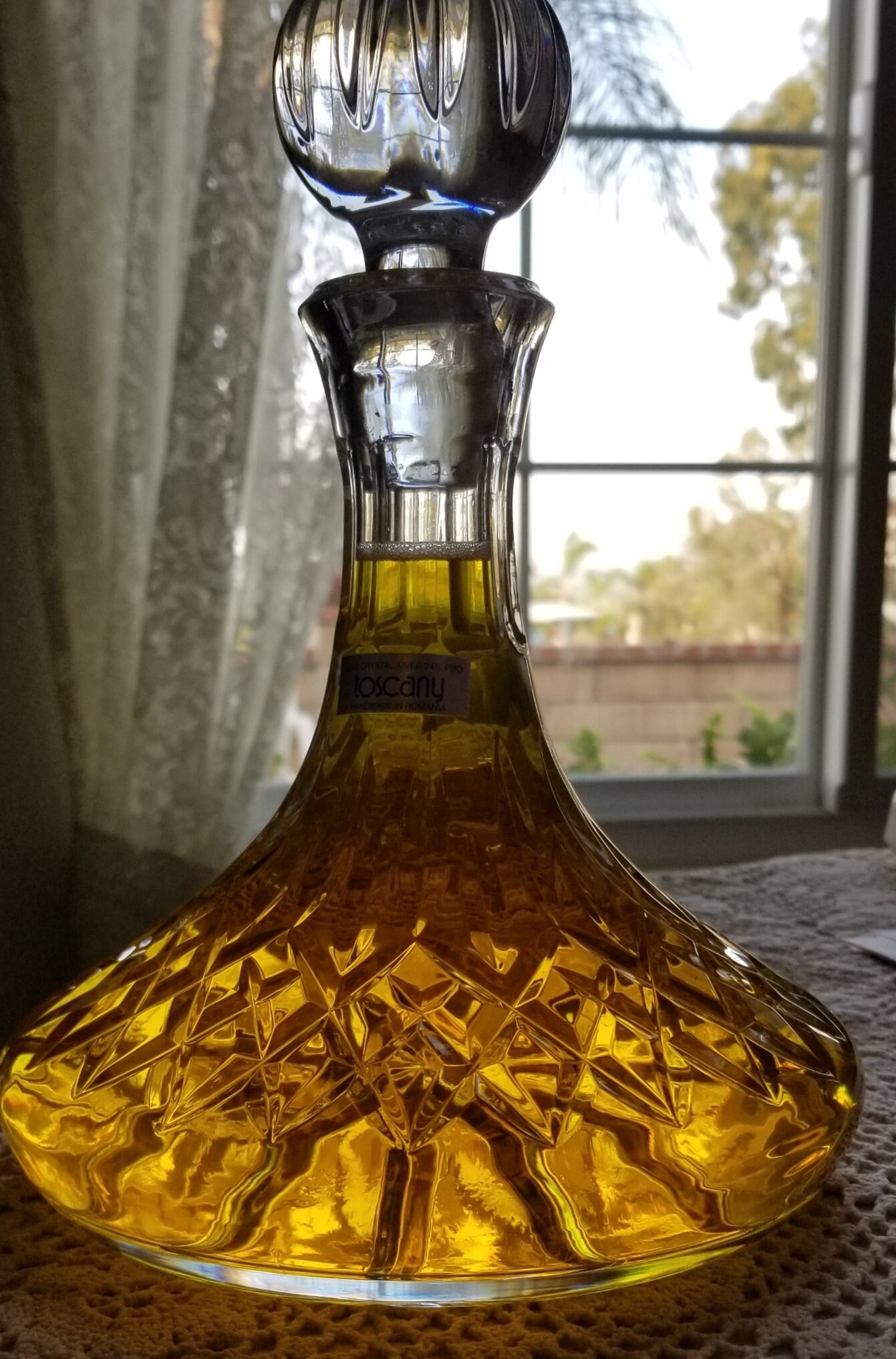 Vintage Toscany Lead Crystal Decanter ~ Handmade in Romania ~ Diamond ...