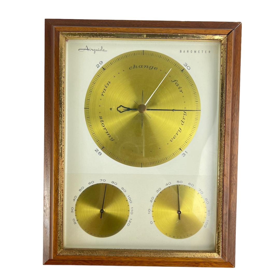 Vintage Airguide 1960s Barometer Thermometer Hygrometer Humidity ...