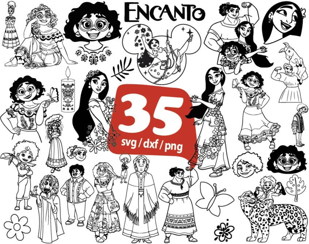 Encanto Outline Svg, Encanto Svg Bundle, Outline Cartoon Svg, Encanto ...