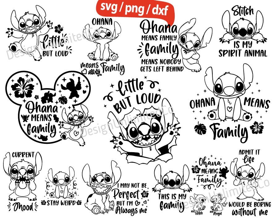 Stitch Quotes SVG, Ohana Means Family SVG, Ohana Ears SVG, Stitch Ears ...