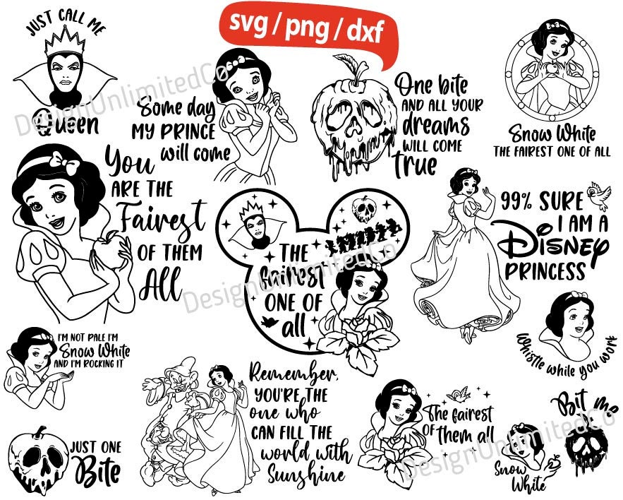 Princess Svg Bundle Snow White Outline Svg Snow White Quotes - Etsy