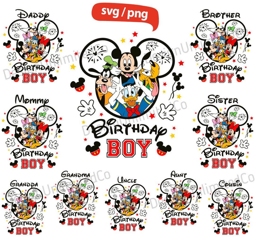 Birthday Boy Family Svg Png Bundle, Birthday Boy Mouse Svg, Happy ...