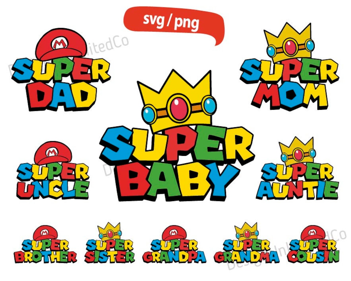 Baby Mario Svg Baby Bros Svg Super Brother Super Dad Super - Etsy