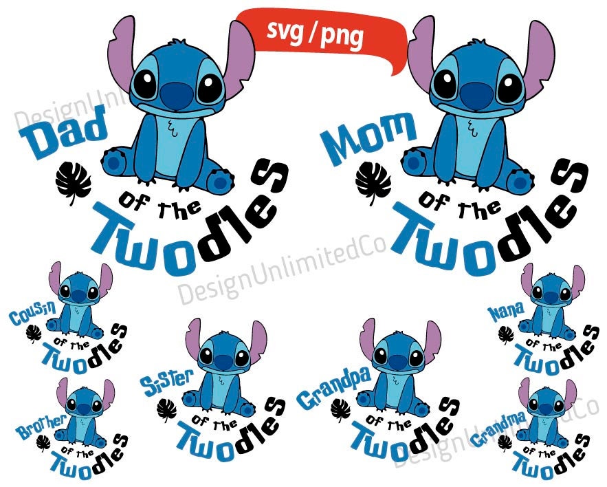 Dad of the Twodles Svg, Stitch Birthday Svg, Mom of the Twodles Svg ...