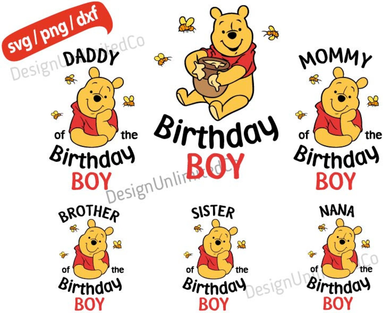 Birthday Pooh Boy Svg, Honey Pot Svg, Birthday Pooh Family Svg, Winnie ...