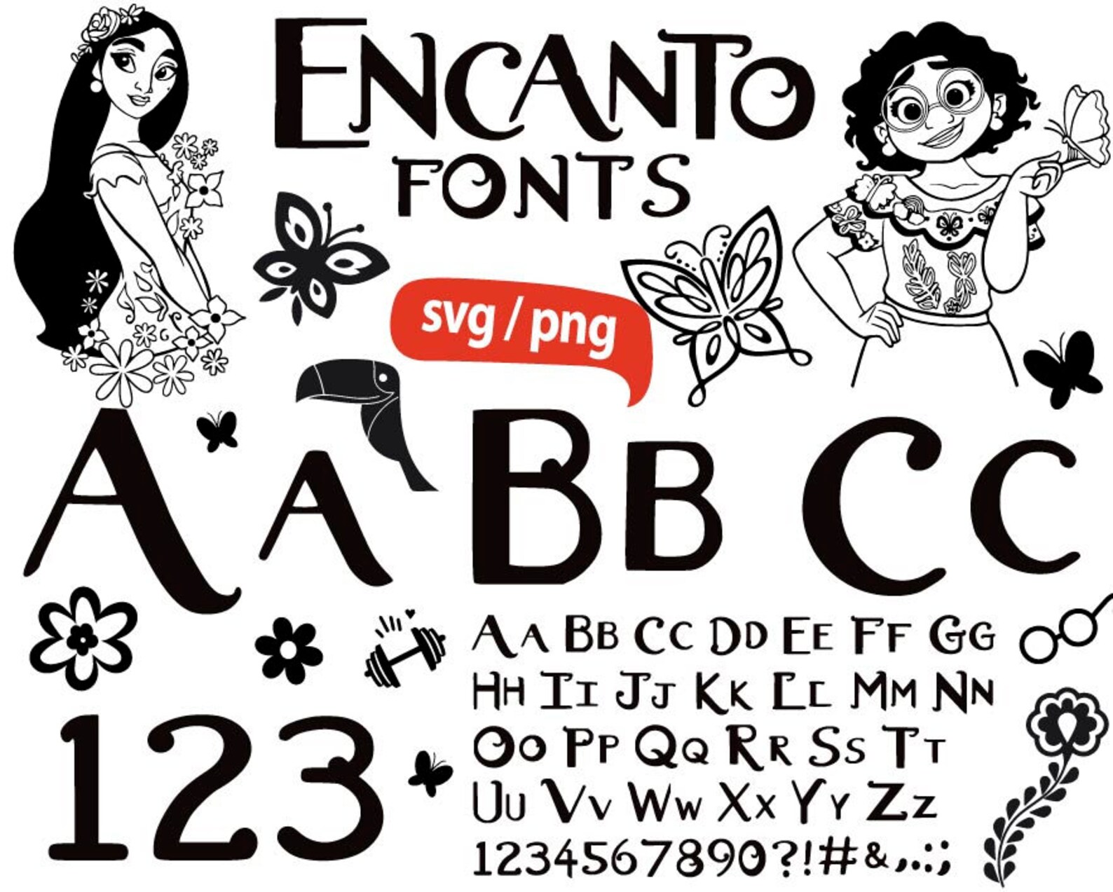 Encanto Svg Encanto Font Alphabet Svg Numbers Letters Svg - Etsy