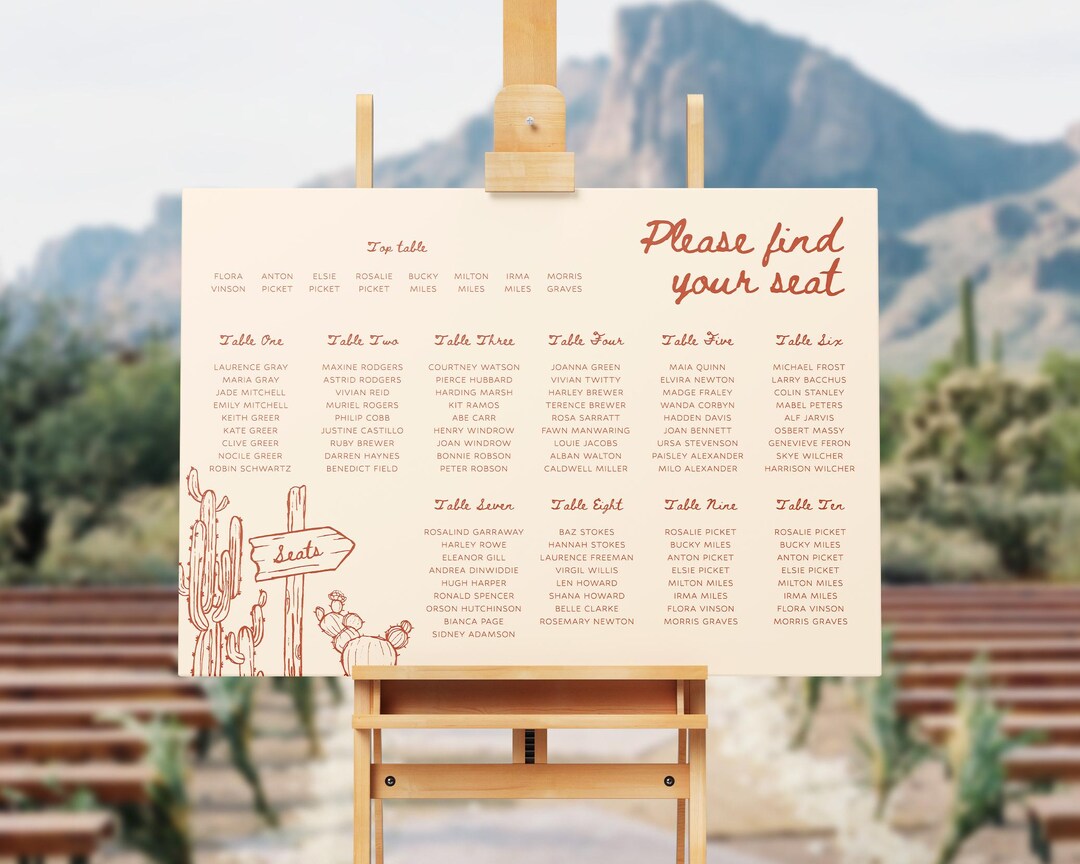 Western Wedding Seating Chart/table Plan Template: Hand-drawn ...