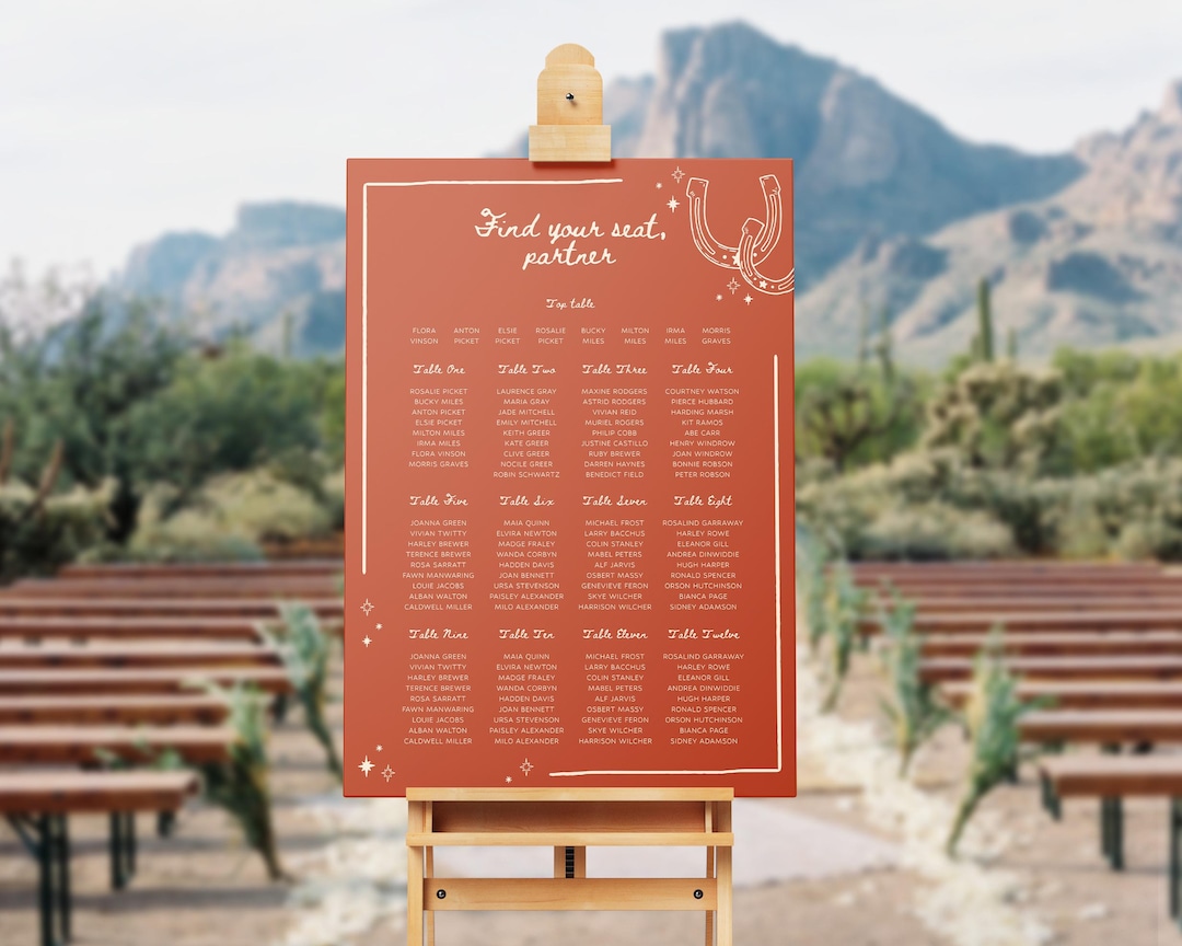 Western Wedding Seating Chart Template: Hand-drawn Cowboy Design - Etsy
