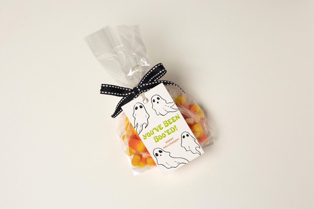 Hand-drawn Halloween Candy Tag Template | Party Favours Spooky Ghost ...