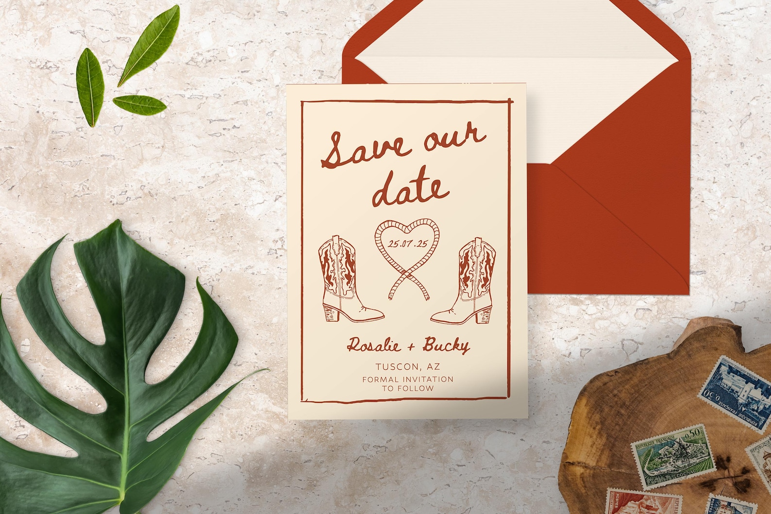 Western Wedding Save the Date Template: Hand-drawn Cowboy Boots ...