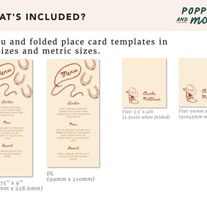 Western Wedding Menu & Place Card Template: Hand-drawn Cowboy ...