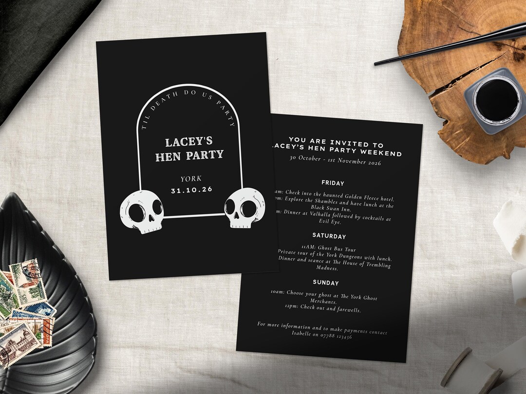 Gothic Bachelorette Party Invitation Template: Spooky Emo Design ...
