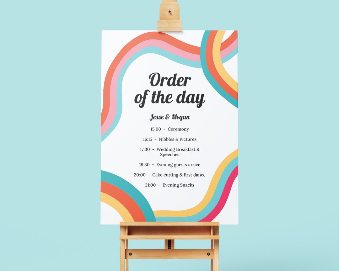 Rainbow Wedding Order of Service Sign Template: Colourful LGBTQIA ...