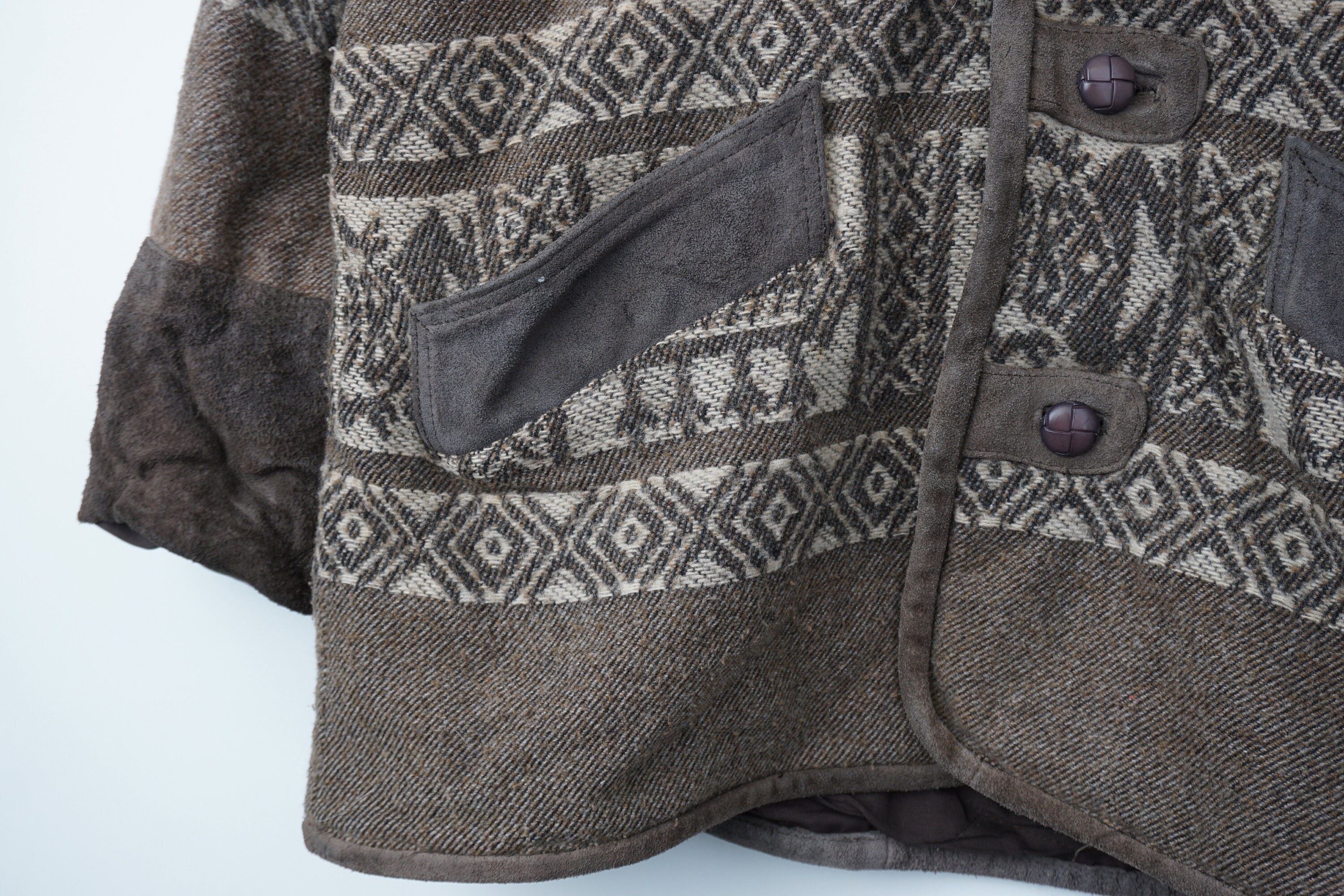 Rare Vintage Heavy Aztec Wool Navajo Suede Leather Jacket Size L - Etsy