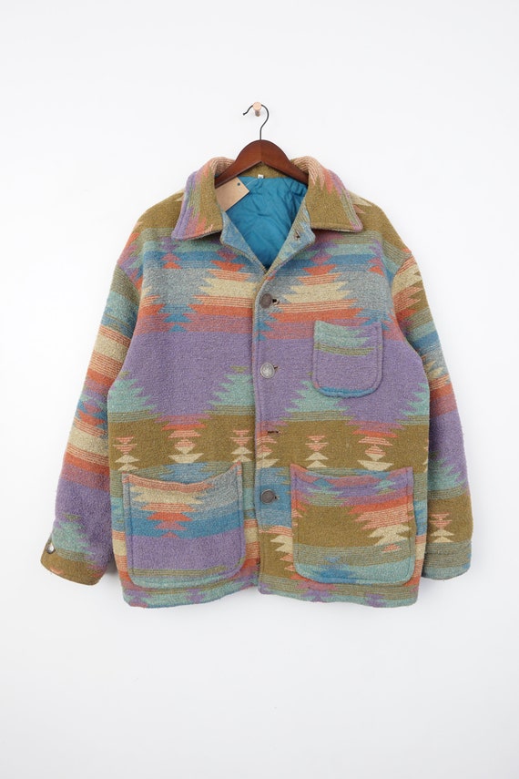 Rare Wool Vintage Navajo Aztec Jacket Size M - Gem