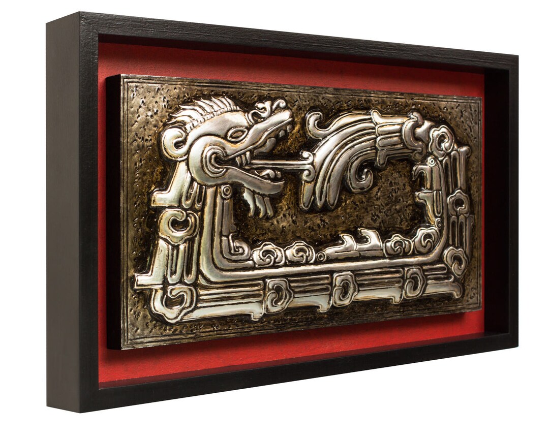 Quetzalcoatl. Embossed in Aluminum. Metal Embossing. Aztec Art. Pyramid ...
