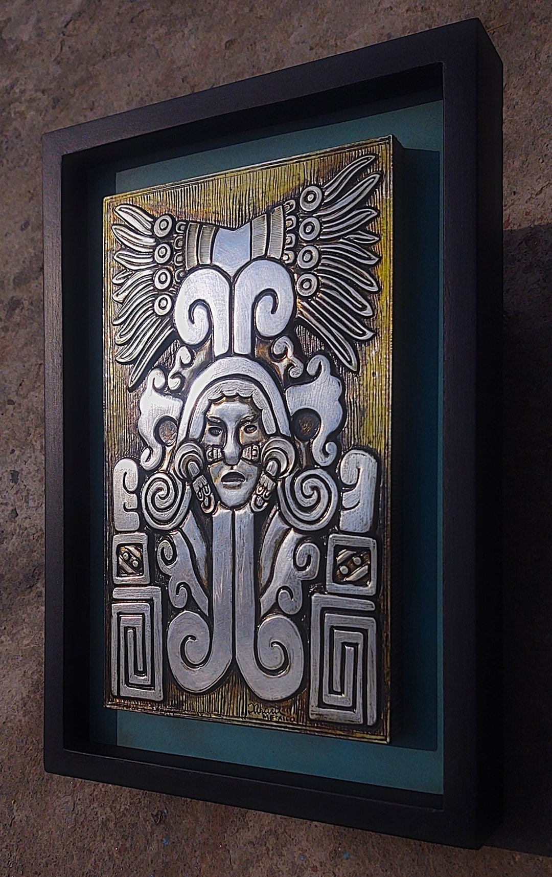 Birth of Quetzalcoatl. Embossed in Aluminum. Metal Embossing. Aztec Art ...