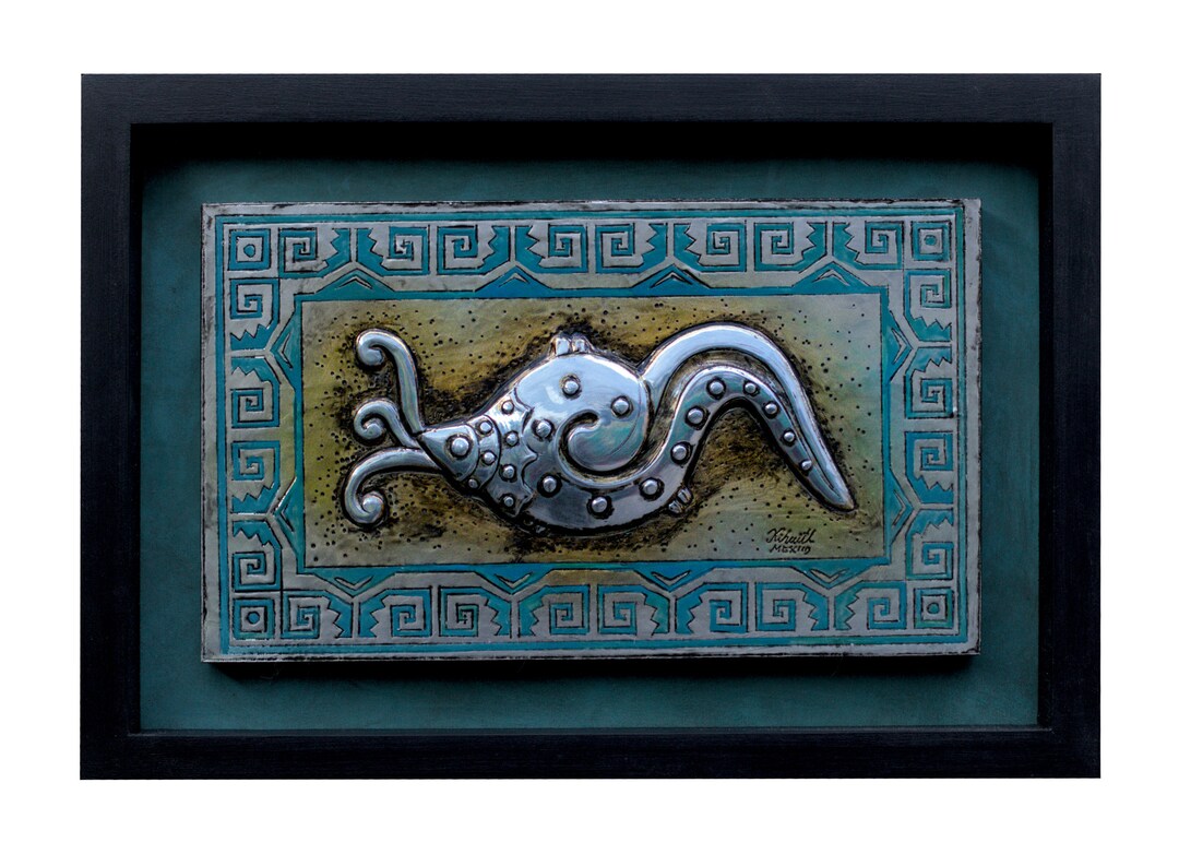 Aztec Snail. Embossed in Aluminum. Metal Embossing. Aztec Art. Aztec ...