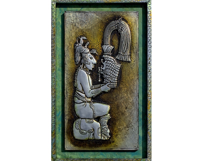 Mayan King. Embossed Metal Box. Handmade. Metal Embossing. Mayan Art ...