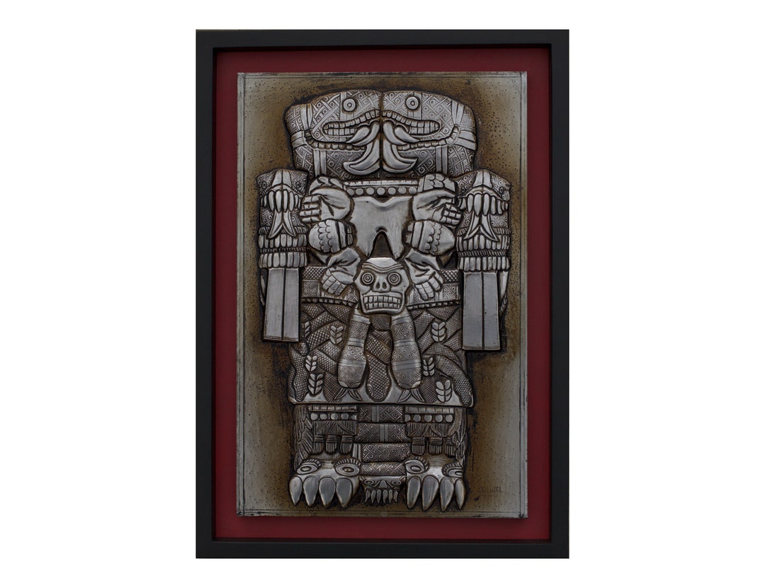 Coatlicue. Embossed in Aluminum. Handmade. Metal Embossing. Aztec Art ...