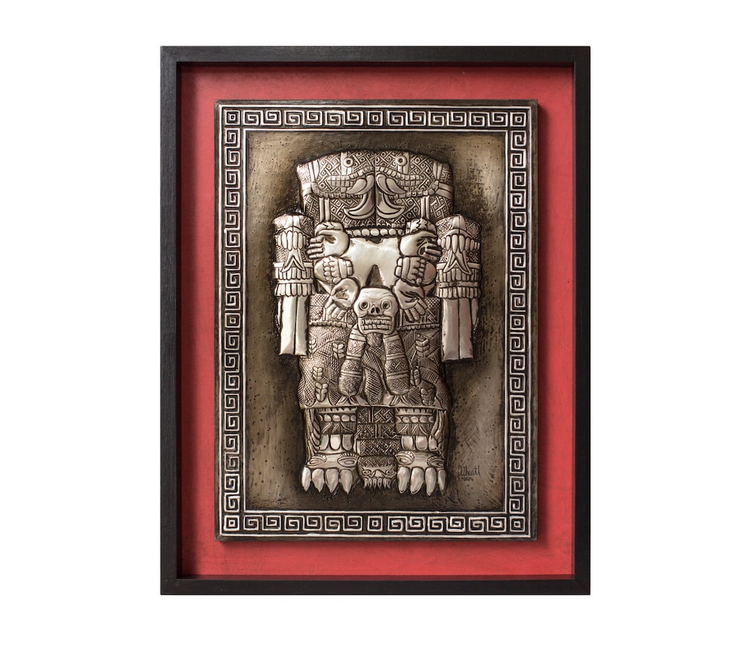 Coatlicue With Fretwork. Embossed in Aluminium. Handmade. - Etsy