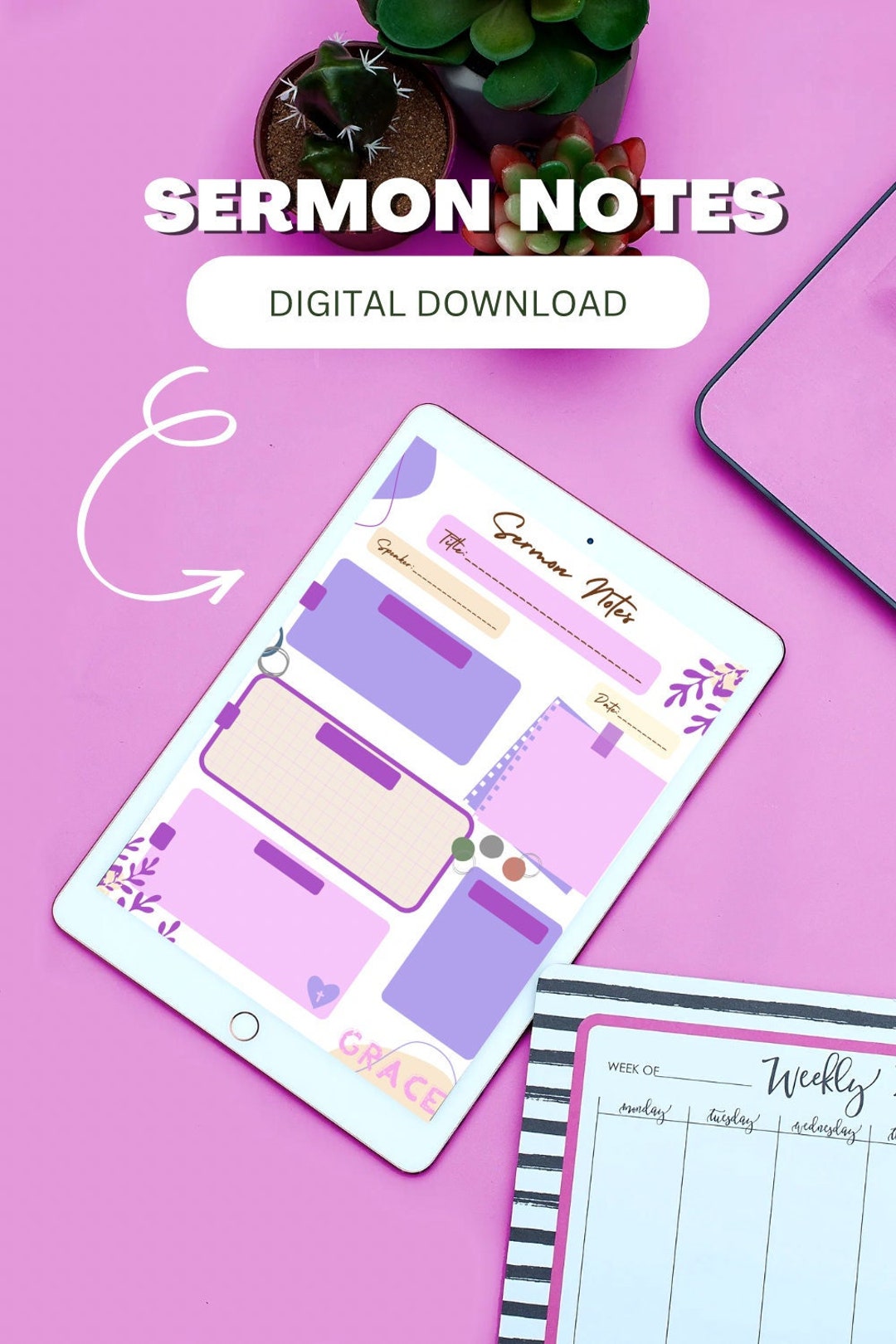 Sermon Note Template Good Notes Bible Digital Template - Etsy
