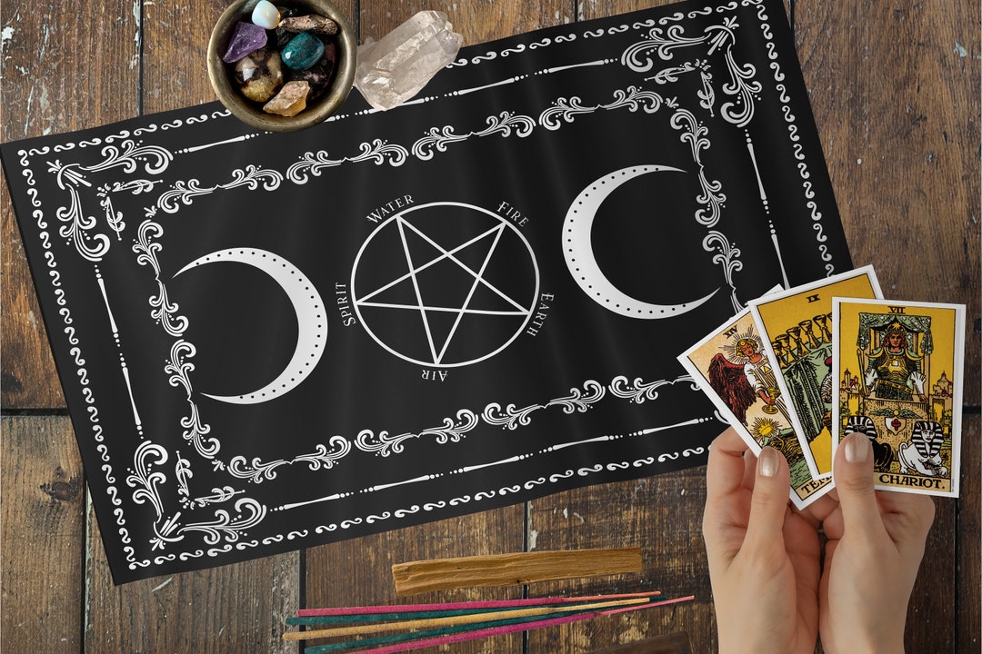 Pentacle Moon Altar Cloth Alter Cloth Wiccan Altar Wiccan Decor Tarot ...