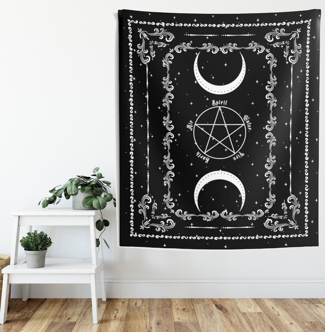 Pentacle Moon Witch Tapestry Wiccan Decor Wiccan Art Witchy Home Decor ...