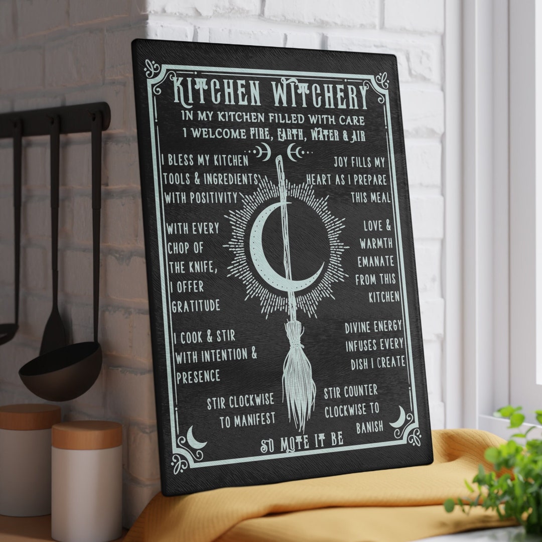 Kitchen Witchery Rituals Glass Cutting Board Kitchen Witch Chopping ...