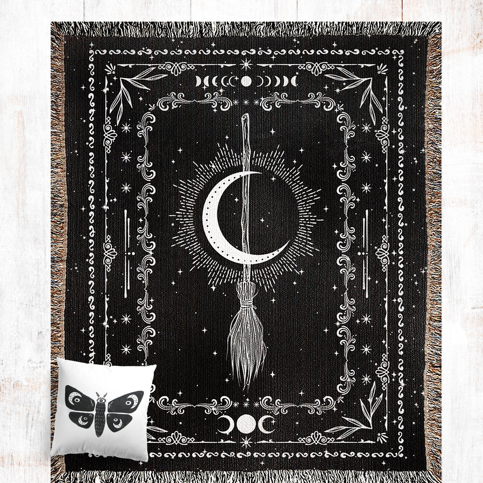 Witch Blanket Witchy Blanket Woven Throw Witchy Wiccan Altar Blanket ...