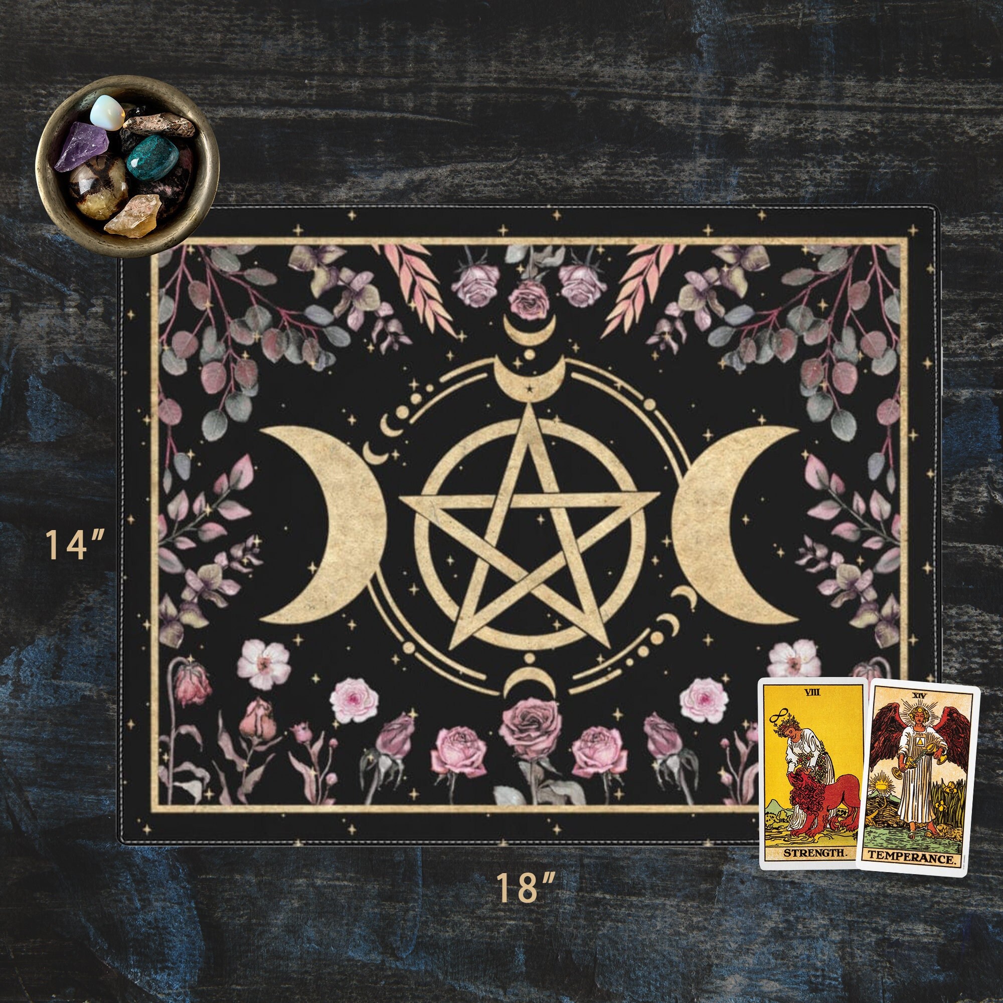 Pentacle Moon Altar Cloth Alter Cloth Witch Altar Tarot Cloth Rune ...