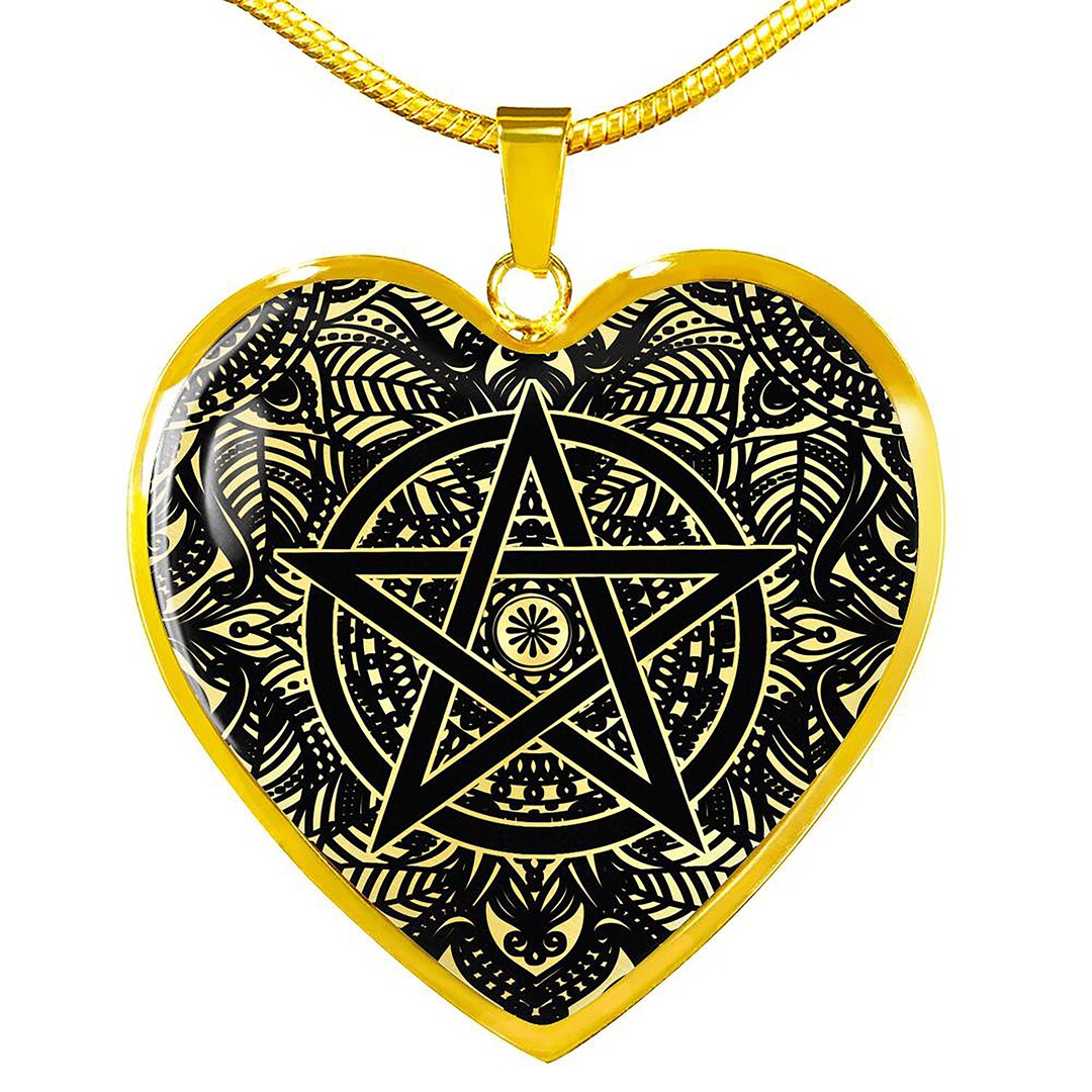 Pentacle Necklace, Gold Pentagram Pendant Witch Necklace (18k Gold ...