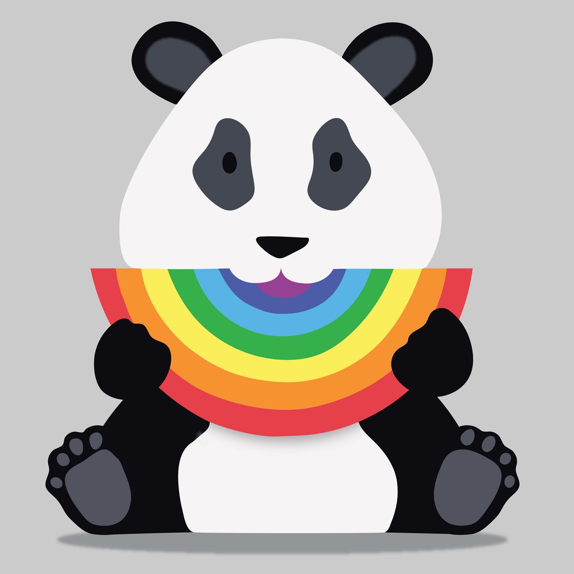 Cute Panda Print Rainbow Art Print Nursery Wall Art Kids - Etsy