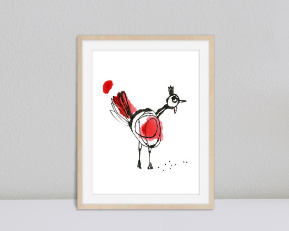 Funny Chicken Art Digital Download Kitchen Art Whimsical | Etsy
