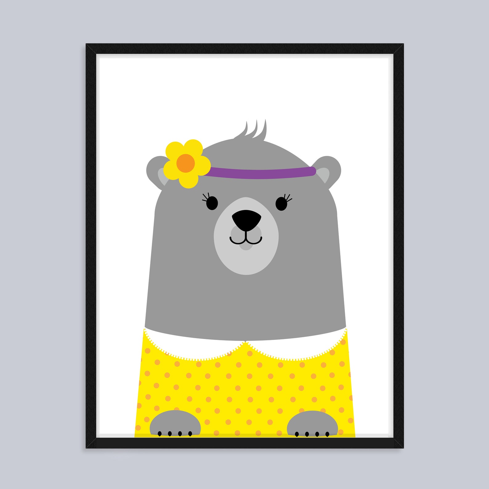 Whimsical Bear Art, Nursery Wall Art, Baby Girl Wall Art, Girl's ...