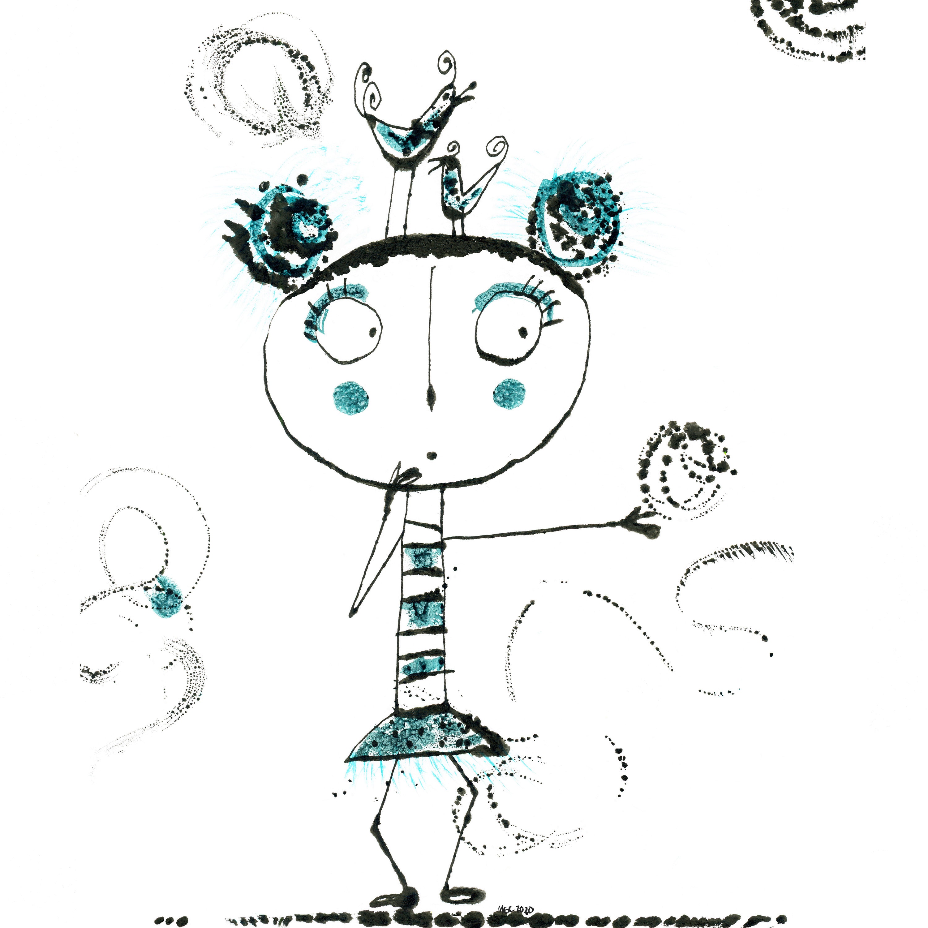 Eclectic Girl Poster, Quirky Bird Art, Girl's Room Wall Art, Eclectic ...