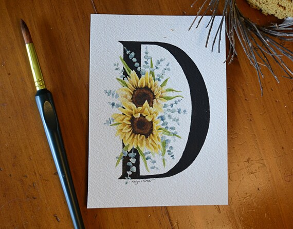 Decorative Letter D Watercolor Calligraphy Art Calligraphy | Etsy
