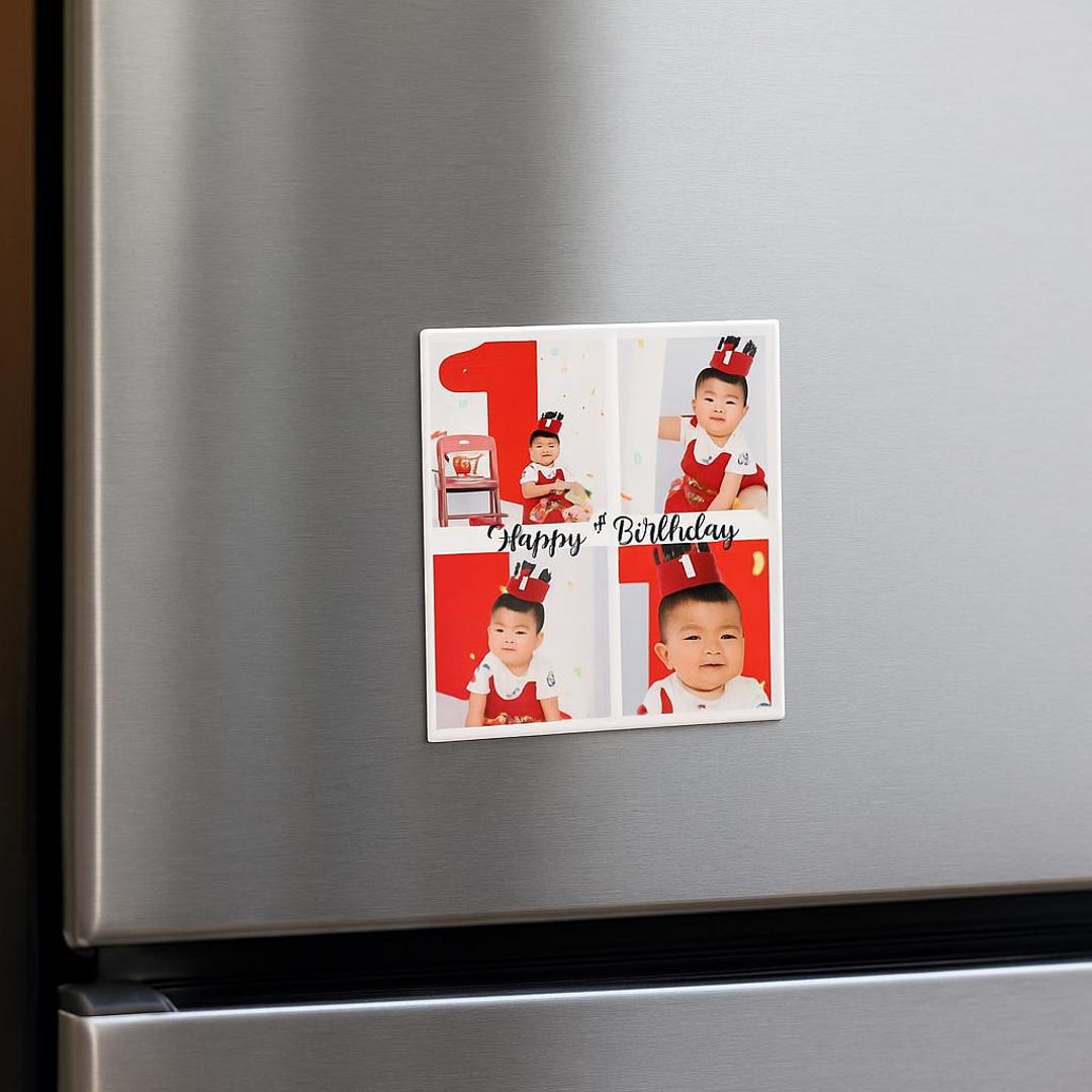 Custom 4 Photo Collage Magnet: Party Favor for Birthday First, Baptist ...