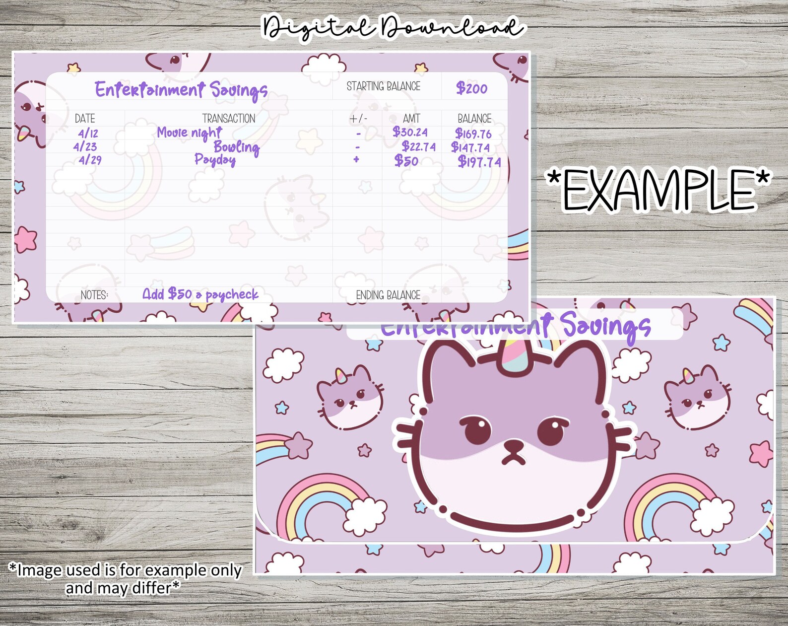 Cash Stuffing Envelope Printable, Adorable Bunny Kawaii Cute, Pink ...
